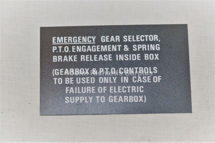 DAF Truck PTO Control Label RDH2340 2520-99-766-5158