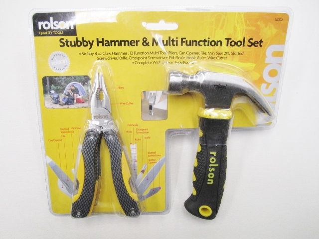 Rolson 8oz Stubby Hammer & Multi Tool Set 36702