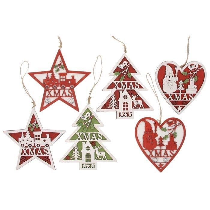 Large Wooden Christmas Craft Filigree Decoration in 6 Styles. 4103