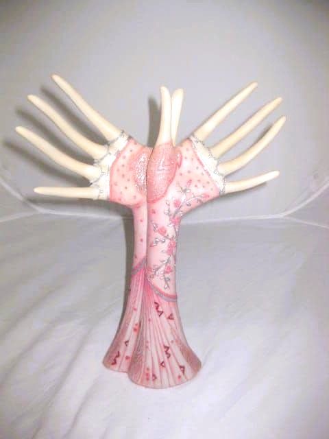 Pink Glitter Double Hands Jewellery Holder 59386
