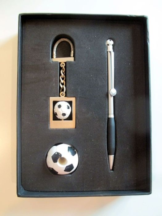Sports Pen Set with Keyring and Pen Holder Golf, Tennis or Football