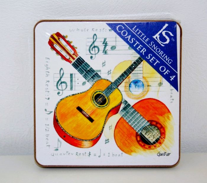 Set of 4 Musical Theme Drinks Coasters Guitar or Violin