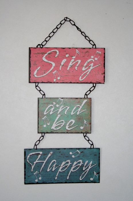'Sing And Be Happy' Metal Hanging Musical Sign SAH002