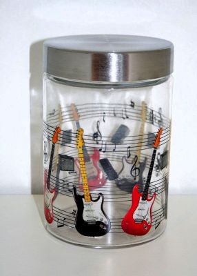 Music Themed Glass Storage Jar Small Electric Guitar JAR009