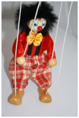 Wooden Clown String Puppet Toy Blue