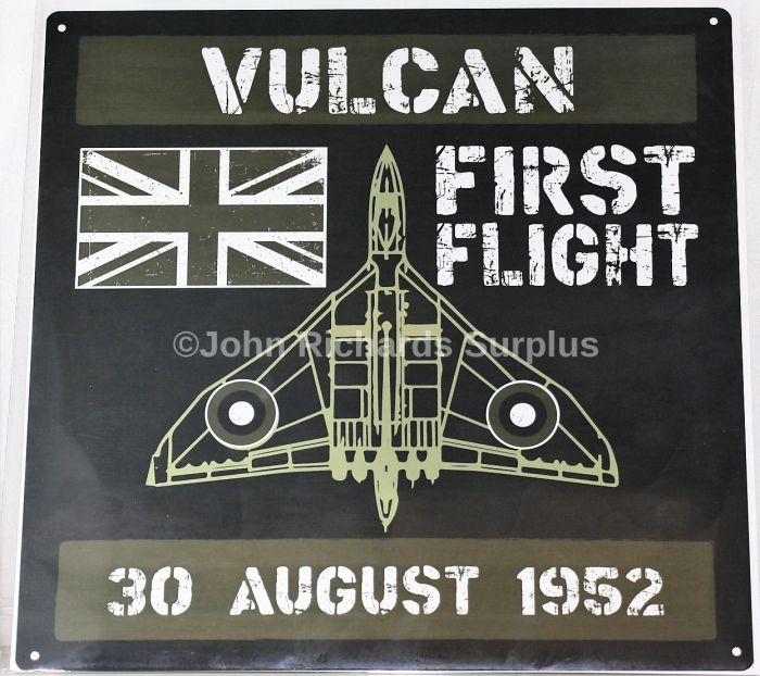 Metal Wall Sign RAF Avro Vulcan Bomber Aircraft First Flight