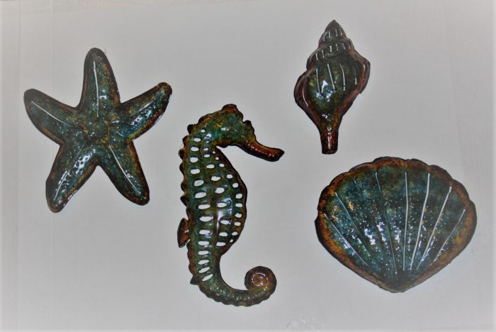 Set of 4 Individual Seaside Metal Wall Art